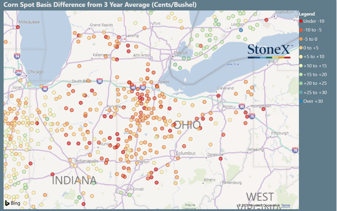 Ohio Corn Basis Maps