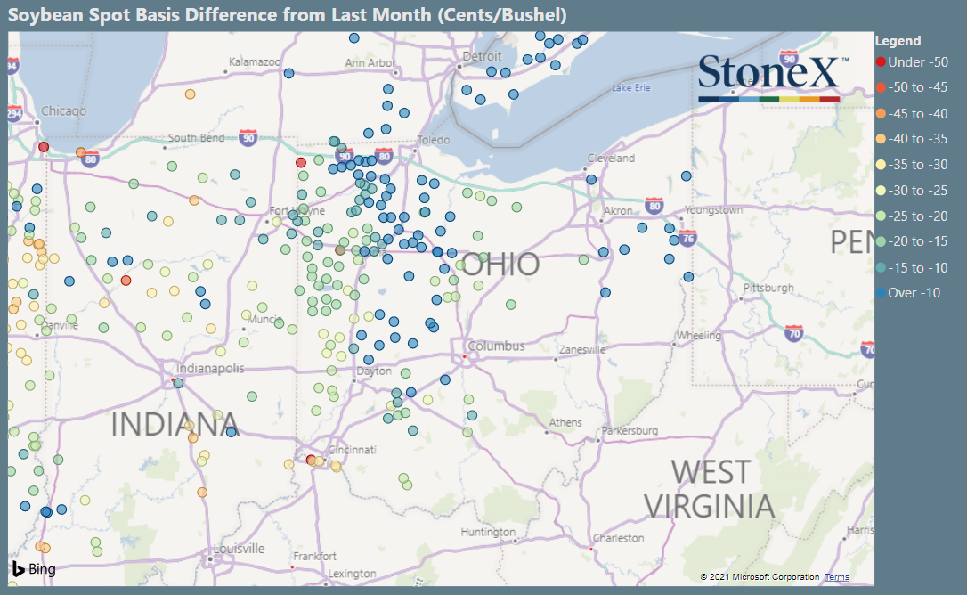 Ohio Soybean Basis Maps