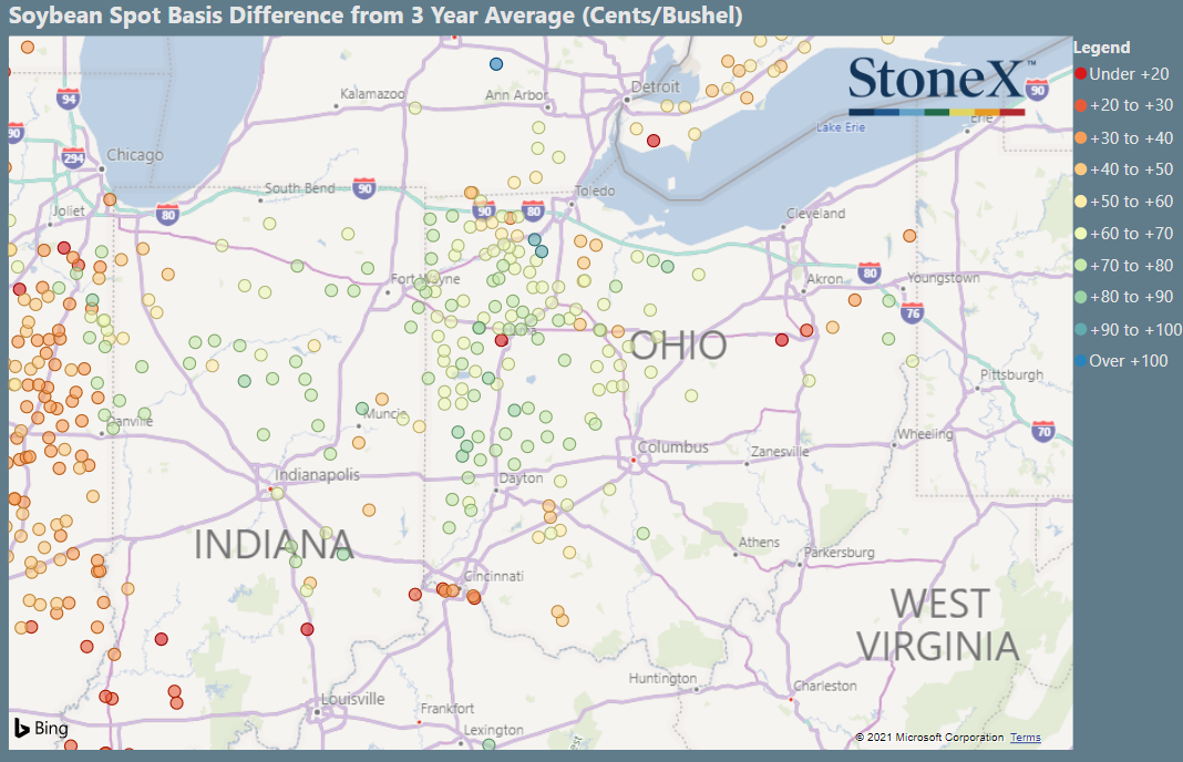 Ohio Soybean Basis Maps