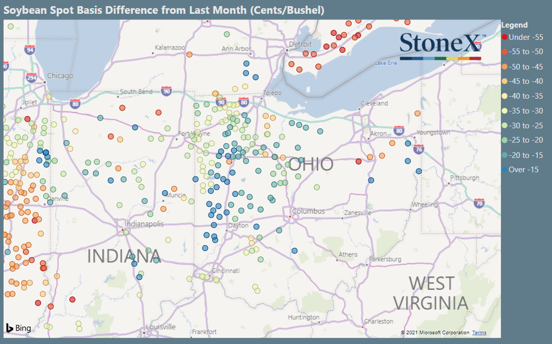 Ohio Soybean Basis Maps