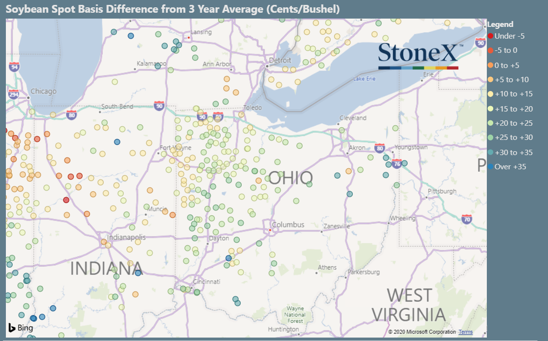 Ohio Soybean Basis Maps