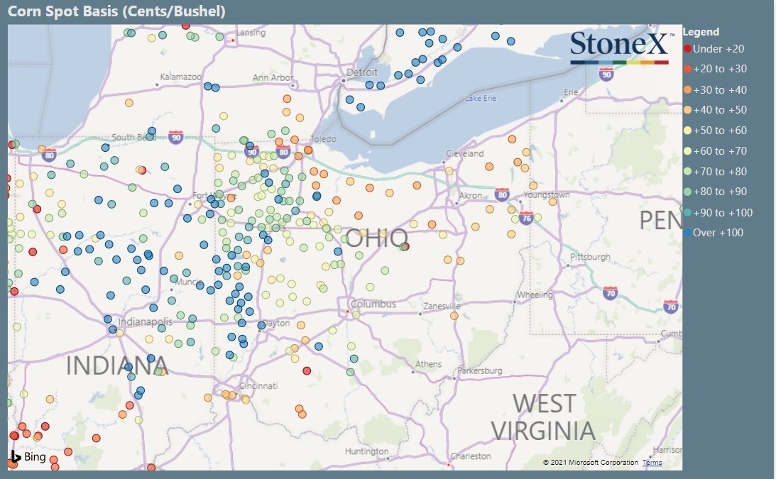Ohio Corn Basis Maps