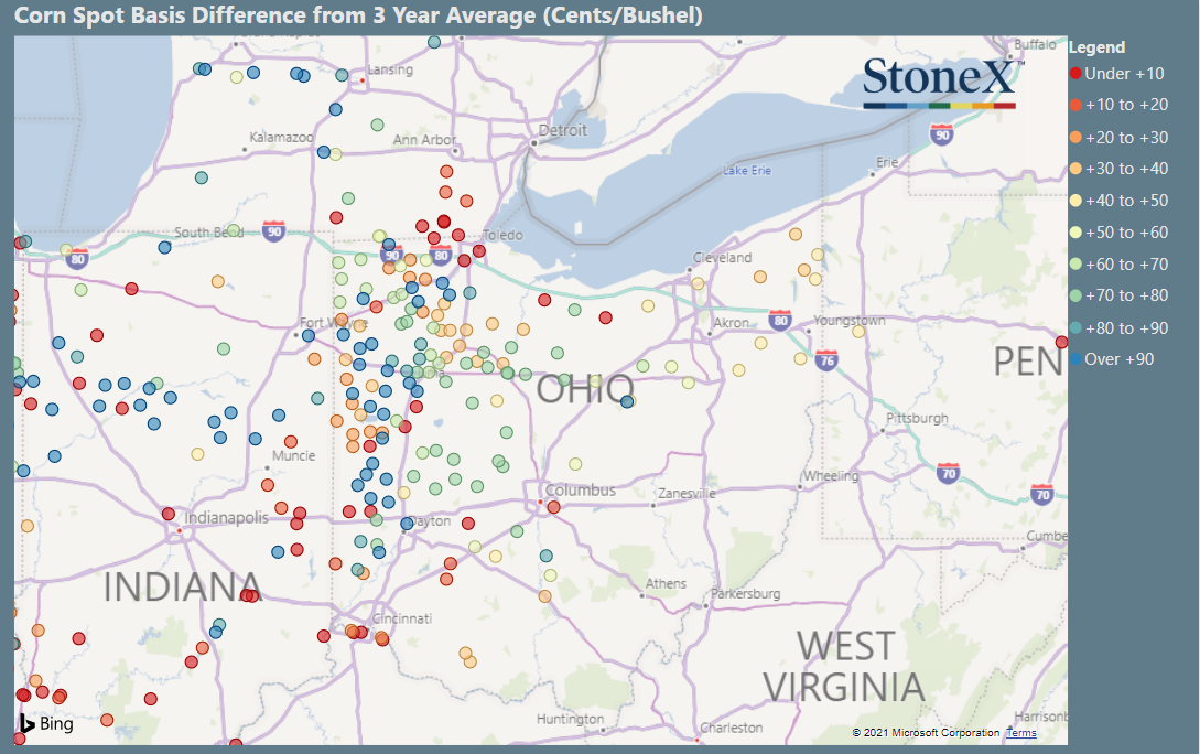 Ohio Corn Basis Maps