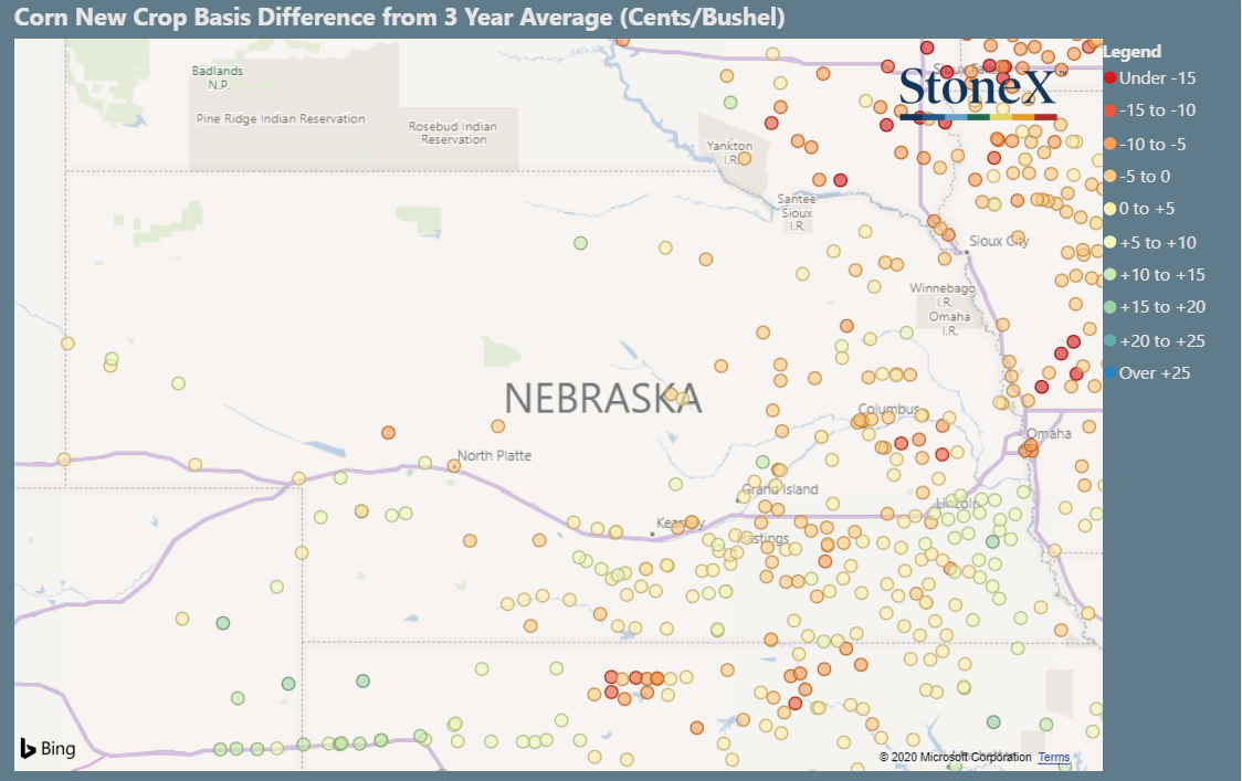 Nebraska Corn New Crop Basis Maps