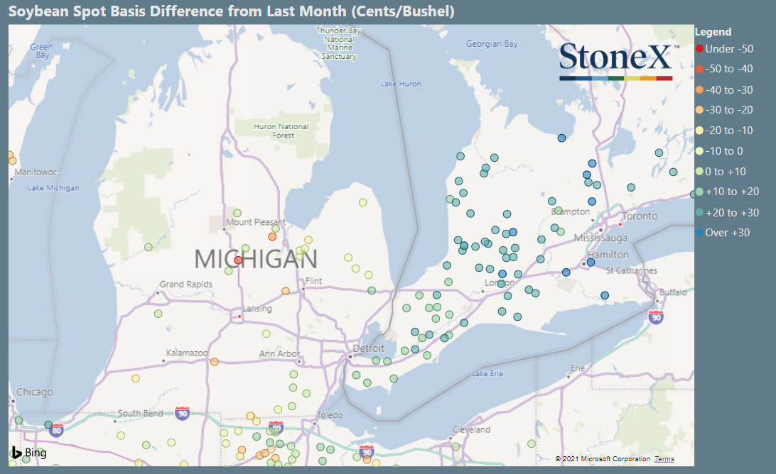 Michigan Soybean Basis Maps