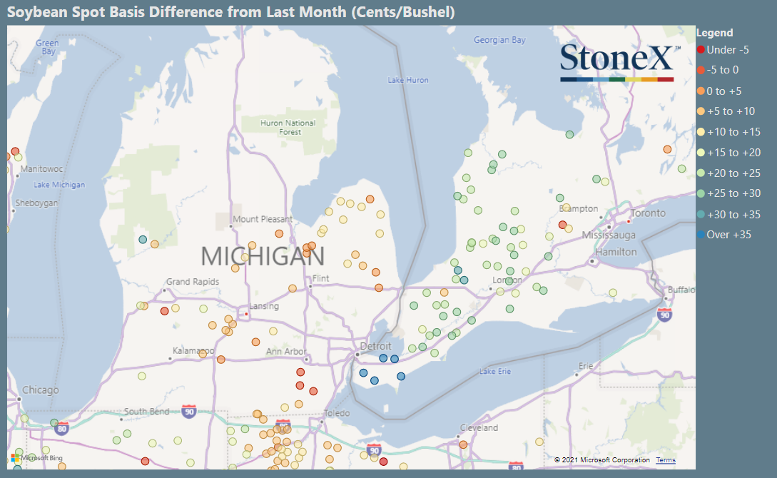 Michigan Soybean Basis Maps