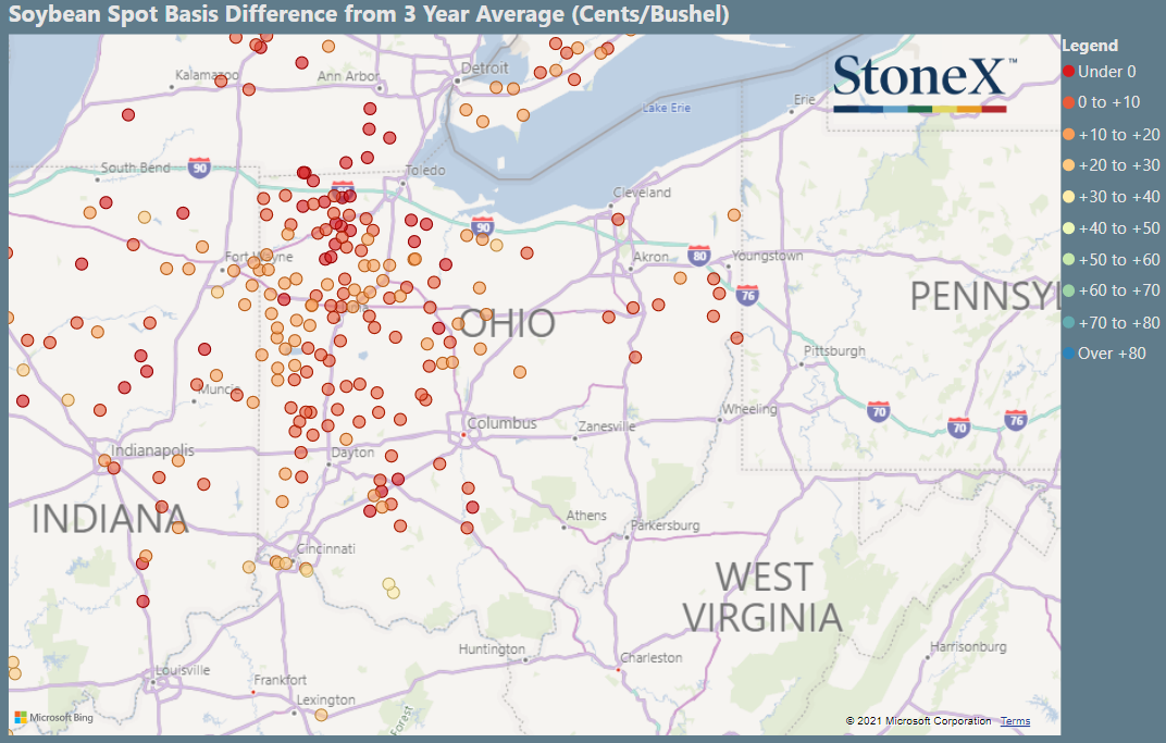 Ohio Soybean Basis Maps