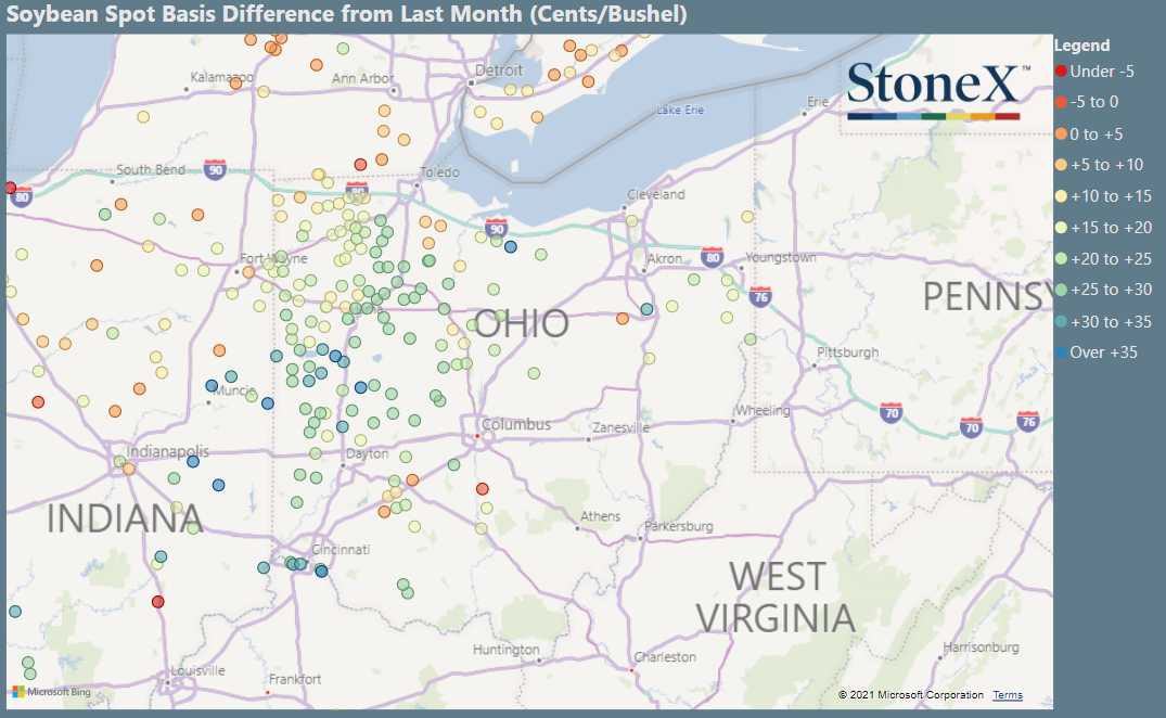Ohio Soybean Basis Maps