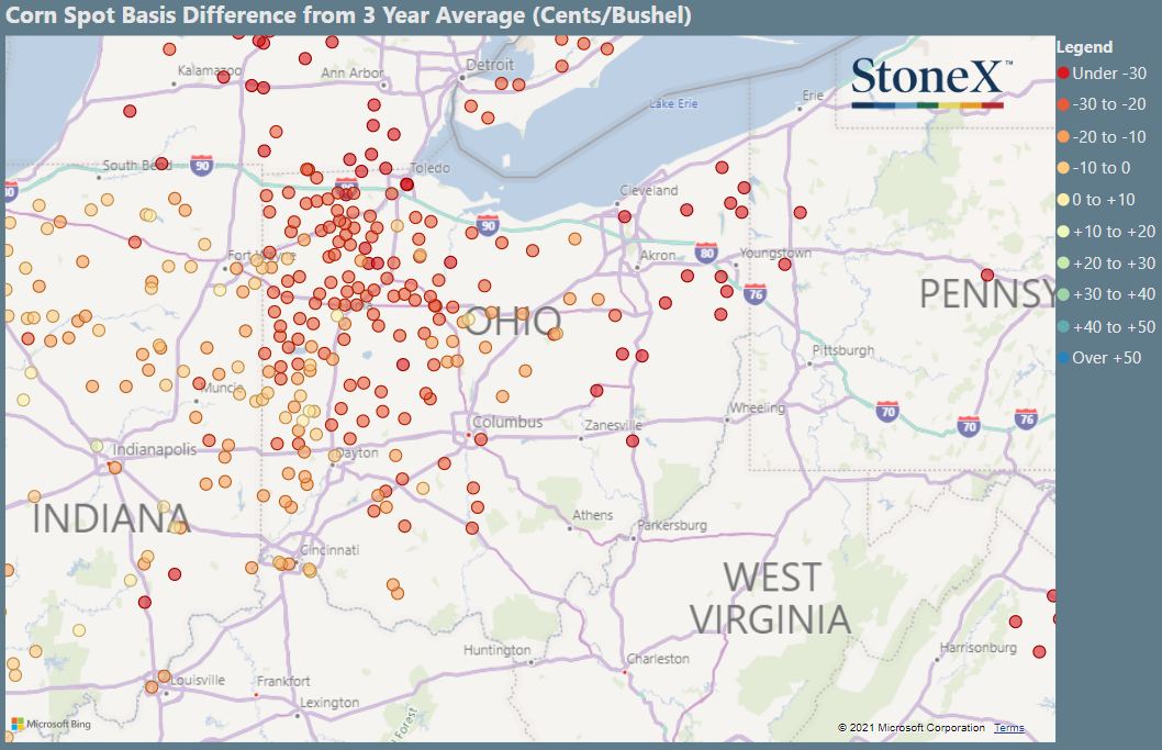 Ohio Corn Basis Maps