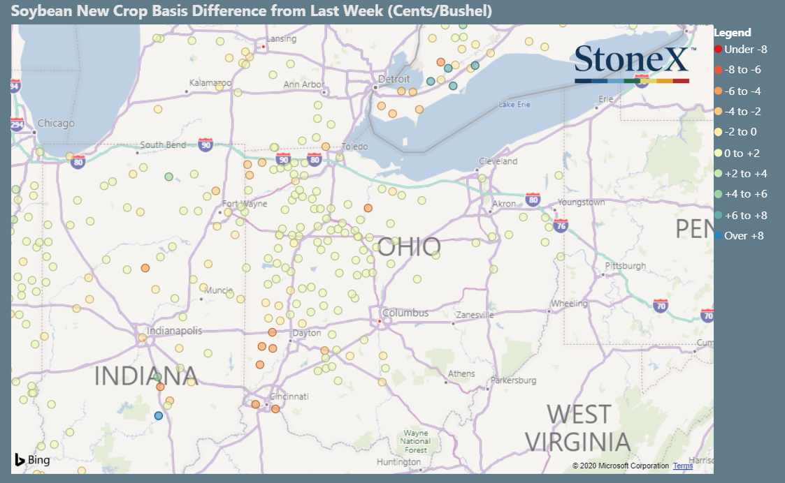 Ohio Soybean New Crop Basis Maps