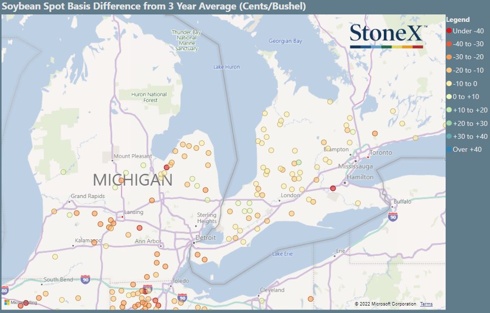 Michigan Soybean Basis Maps