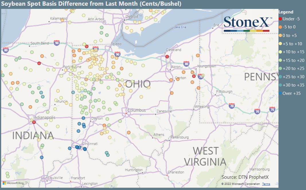 Ohio Soybean Basis Maps