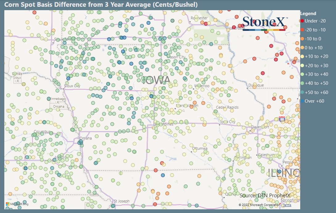 Iowa Corn Basis Maps - StoneX Digital