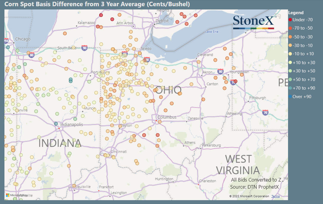 Ohio Soybean Basis Maps
