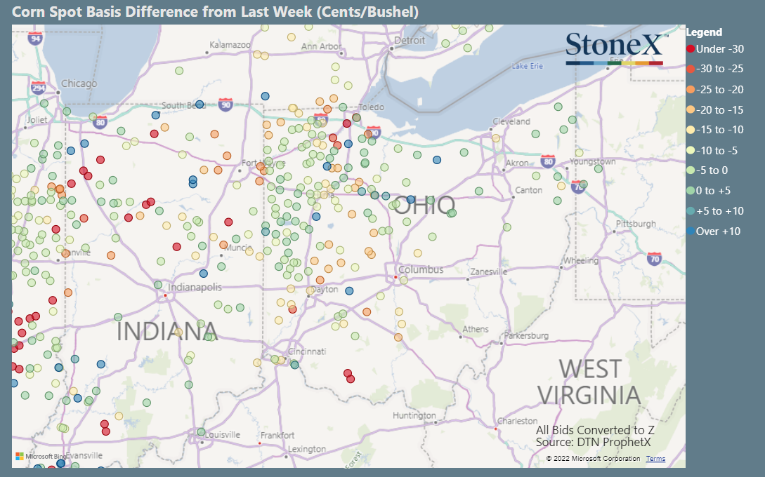 Ohio Soybean Basis Maps