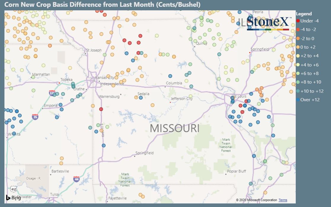 Missouri Corn New Crop Basis Maps