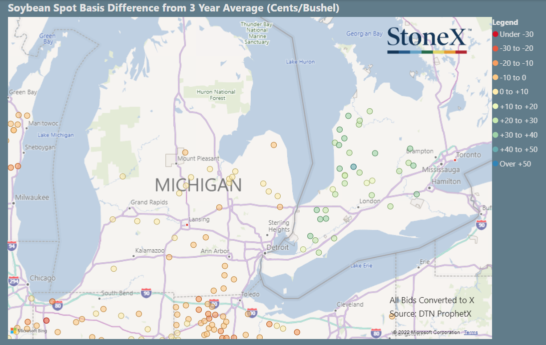 Michigan Soybean Basis Maps