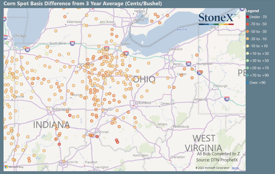 Ohio Corn Basis Maps
