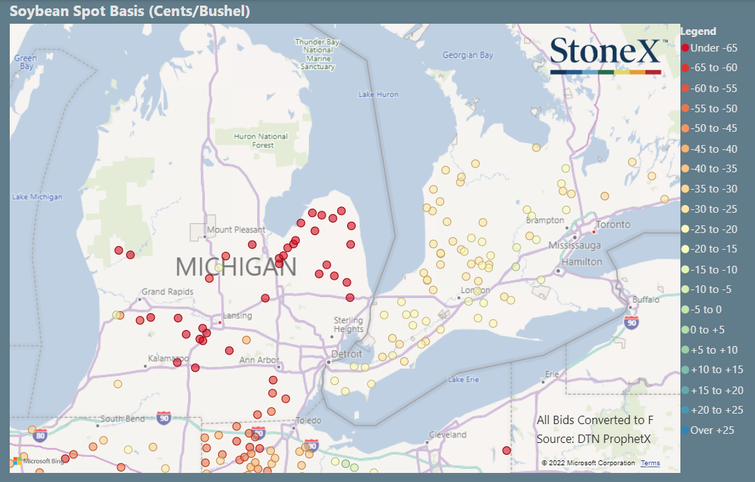 Michigan Soybean Basis Maps