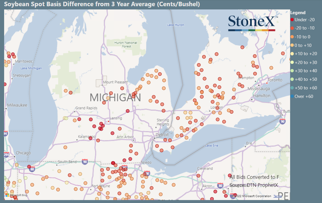 Michigan Soybean Basis Maps