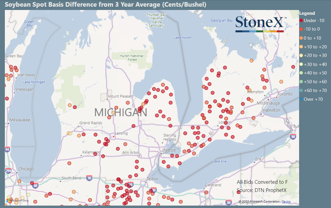Michigan Soybean Basis Maps