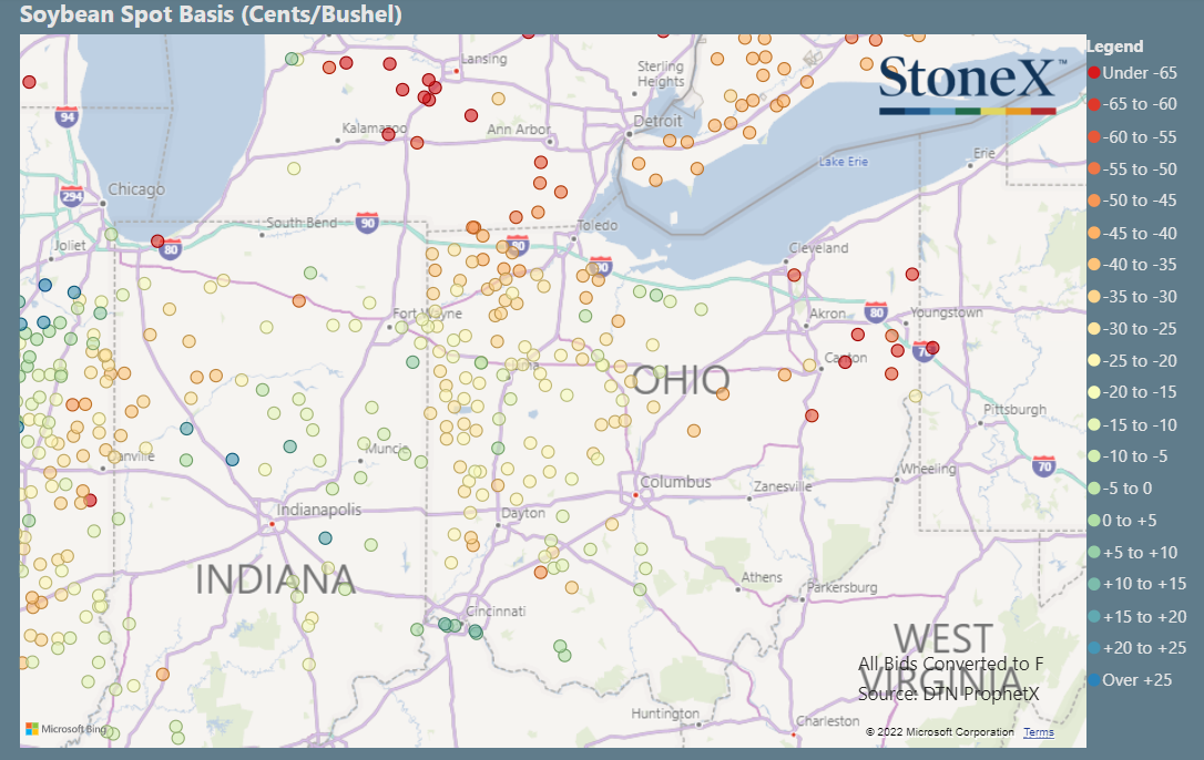 Ohio Soybean Basis Maps