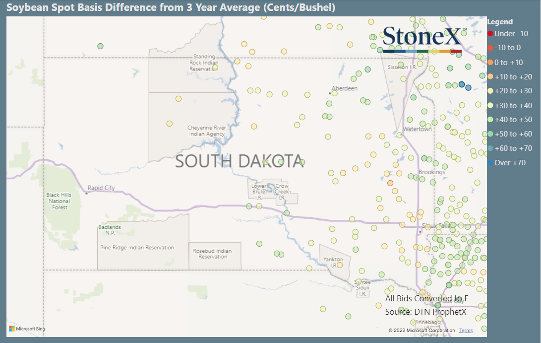 South Dakota Soybean Basis Maps