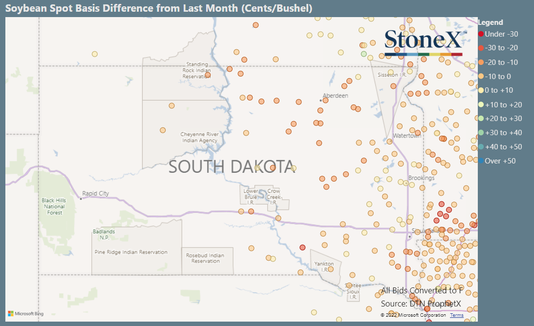 South Dakota Soybean Basis Maps