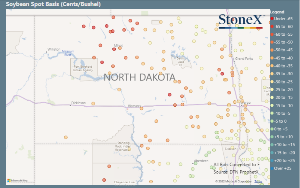 North Dakota Soybean Basis Maps