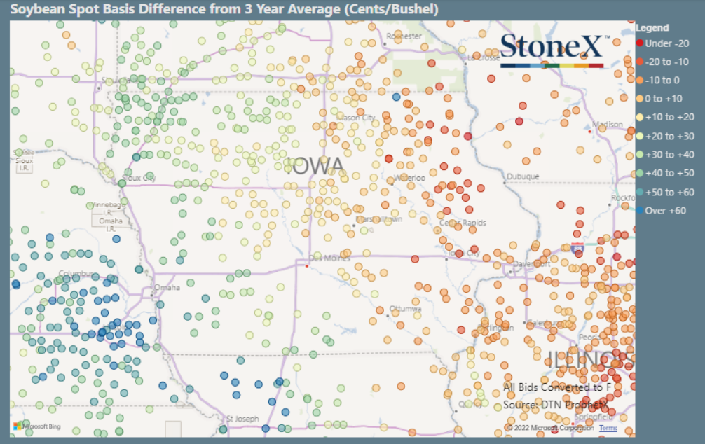 Iowa Soybean Basis Maps
