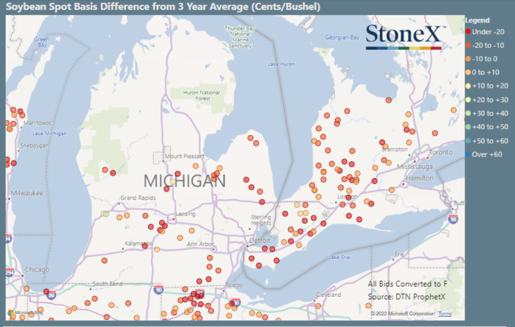 Michigan Soybean Basis Maps