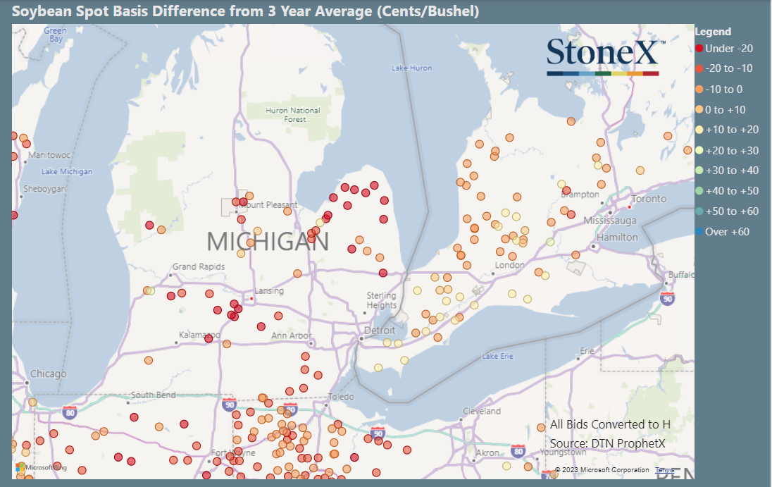 Michigan Soybean Basis Maps