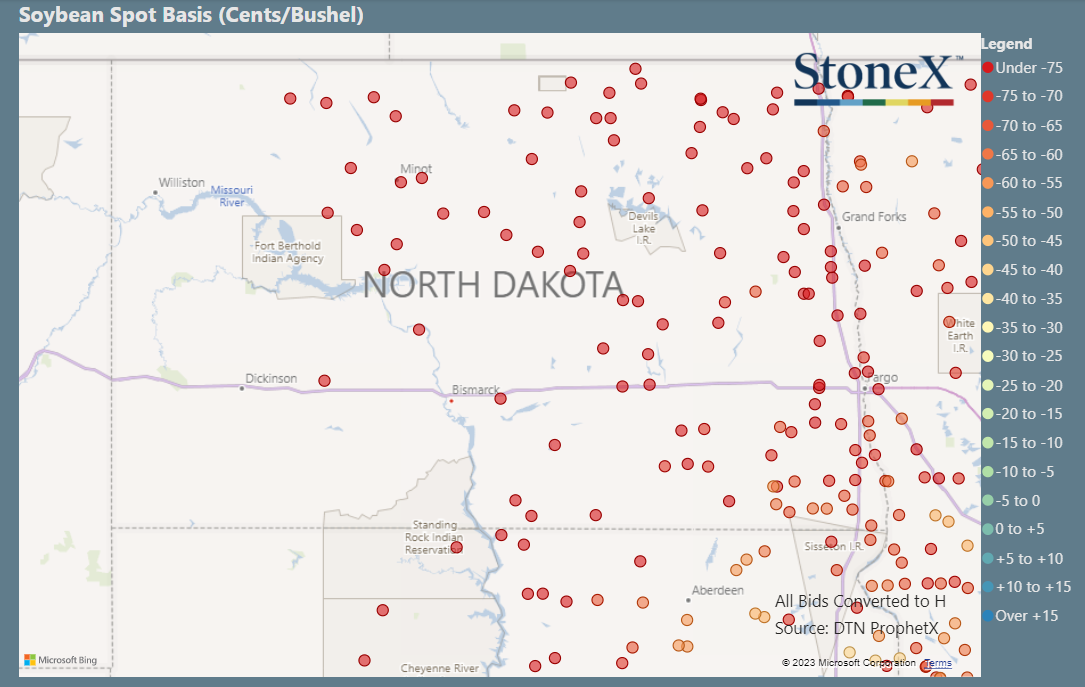 North Dakota Soybean Basis Maps