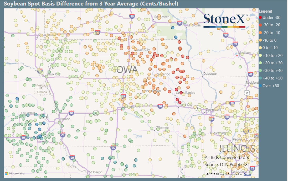 Iowa Soybean Basis Maps