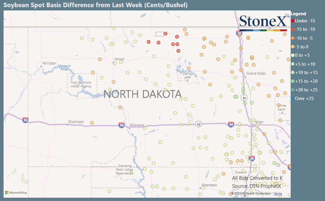 North Dakota Soybean Basis Maps