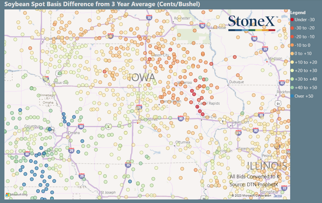 Iowa Soybean Basis Maps