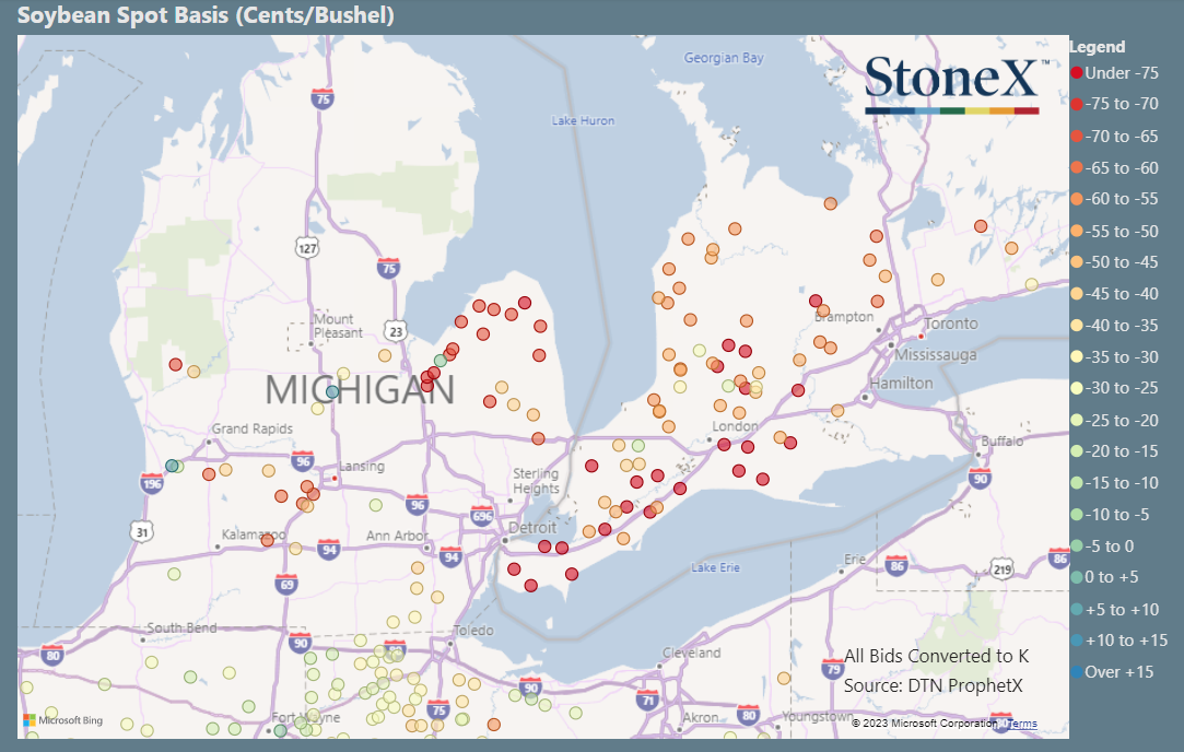 Michigan Soybean Basis Maps