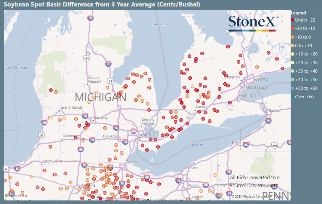 Michigan Soybean Basis Maps