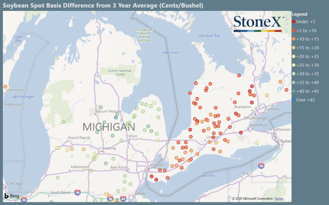 Michigan Soybean Basis Maps