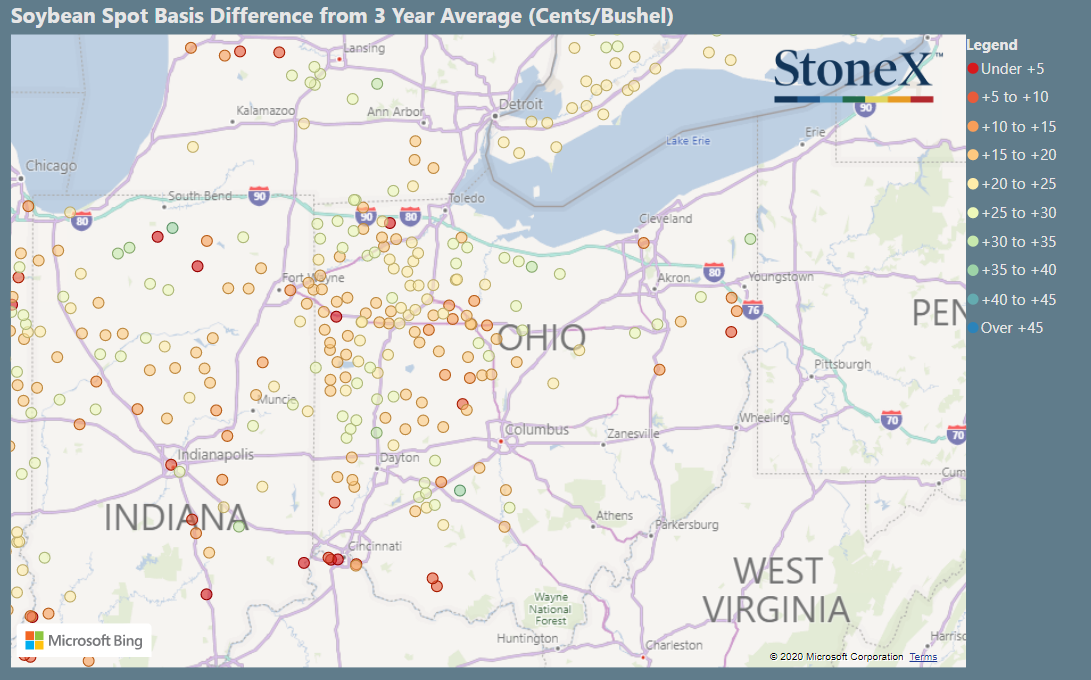 Ohio Soybean Basis Maps