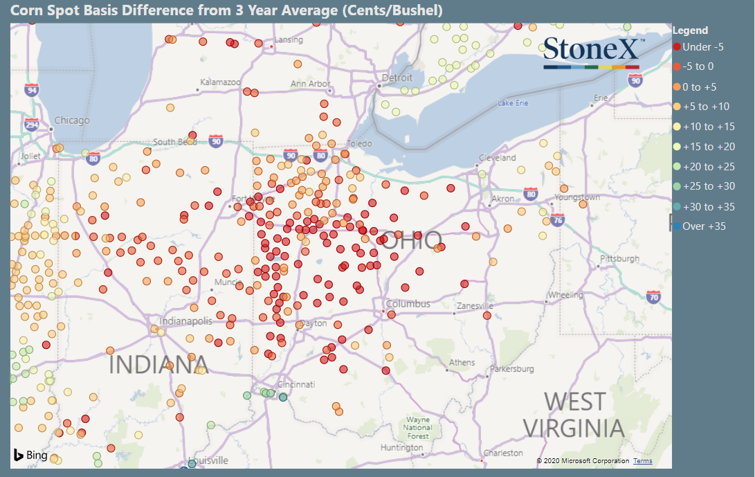 Ohio Corn Basis Maps